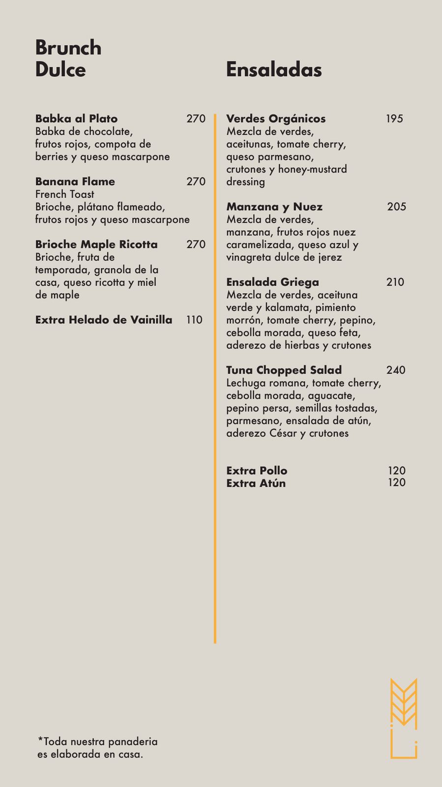 Menú - Trigo Salvaje